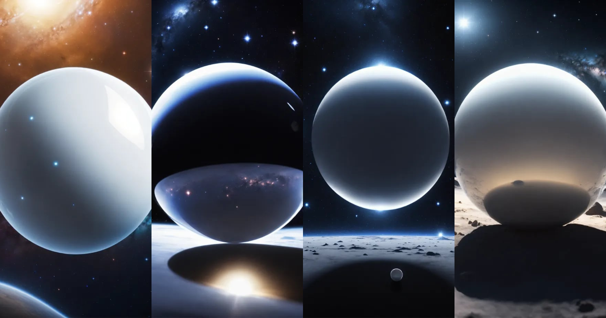 Lexica - A pure white glass orb floating in deep space. The orb must be ...