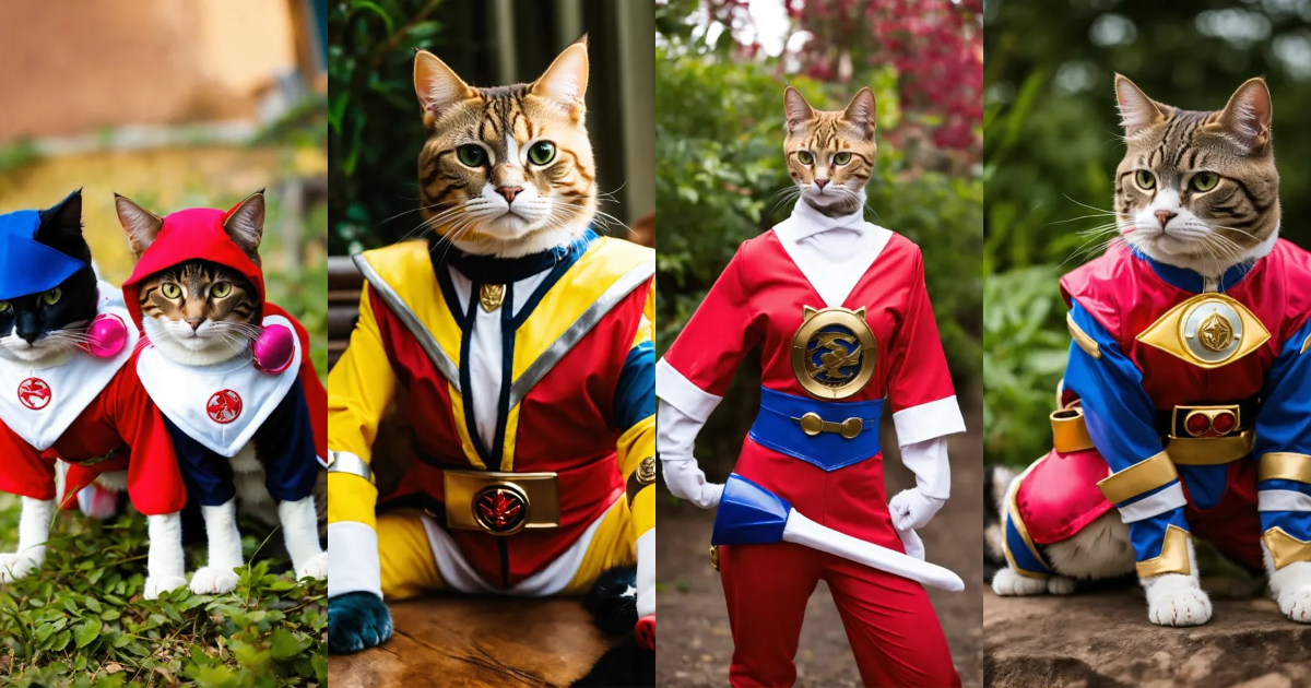 Lexica - Cat Power Rangers cosplay. cats in clothes