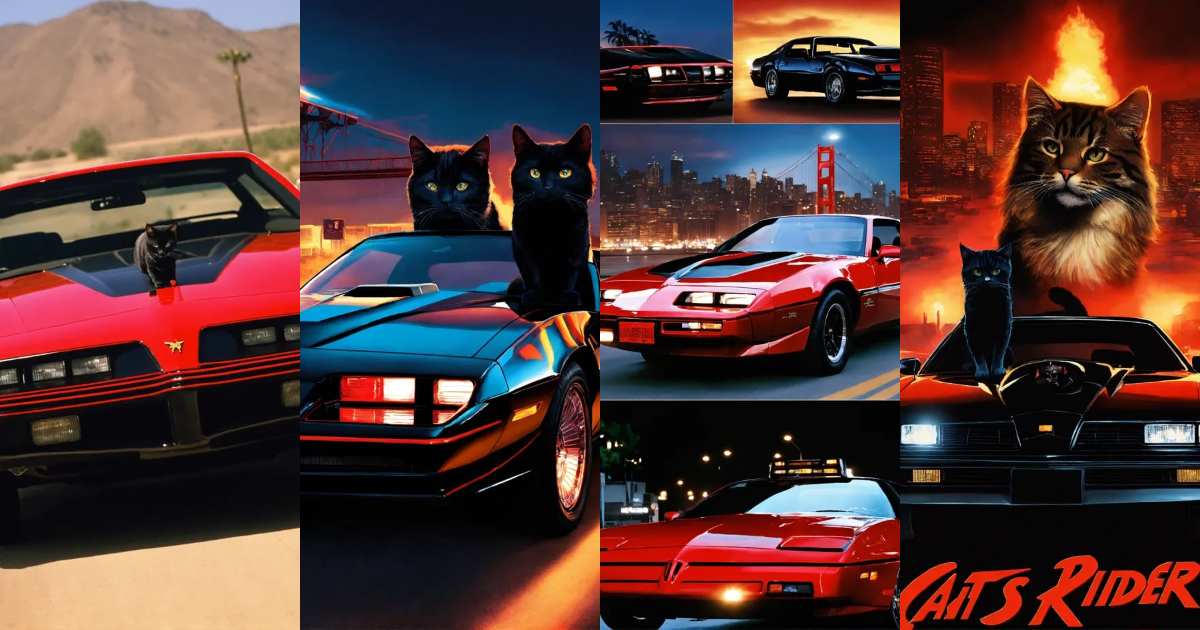 Lexica - Cats Knight Rider tv shows, KITT car, red light, black car ...