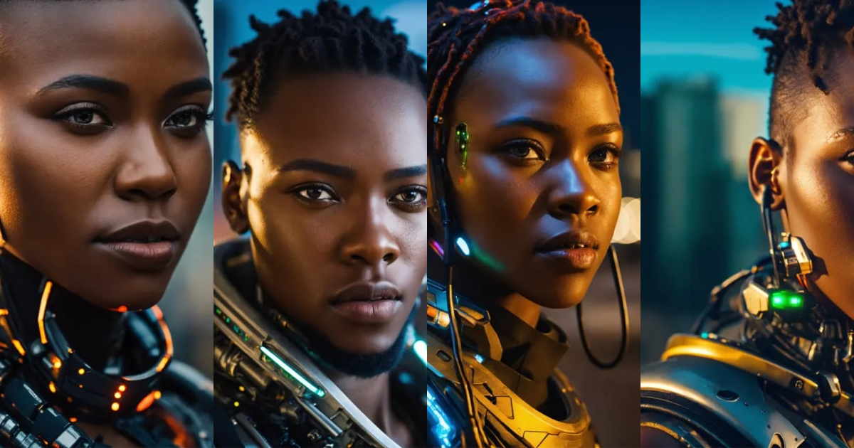 Lexica - Close up portrait Photography, of a african cyborg, an ...