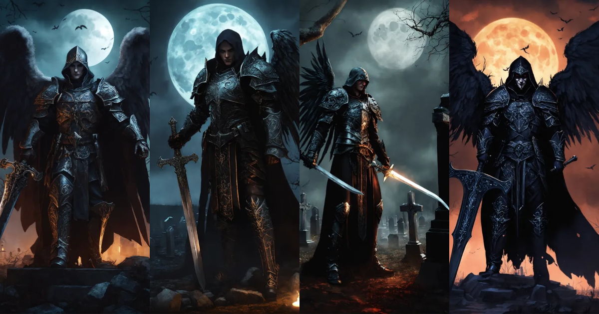 Lexica - Angel Slayer, realistic style illustration digital art, dark ...