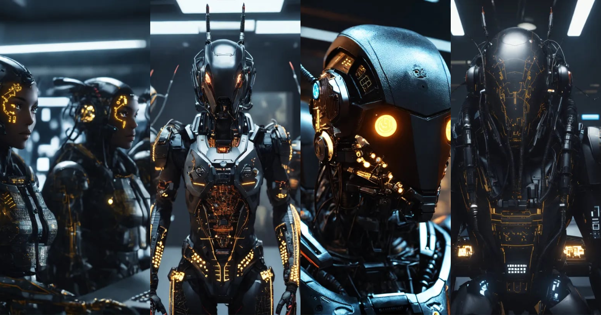 Lexica - Group of 3 black cockroach faced humanoids with detailed ...