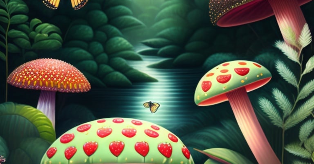 Lexica - Magic trippy strawberry jewel encrusted mushrooms grow through ...
