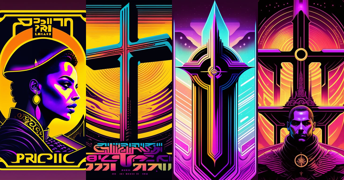 Lexica - Futuristic priest Cross-Over, logo design by Philippe Caza