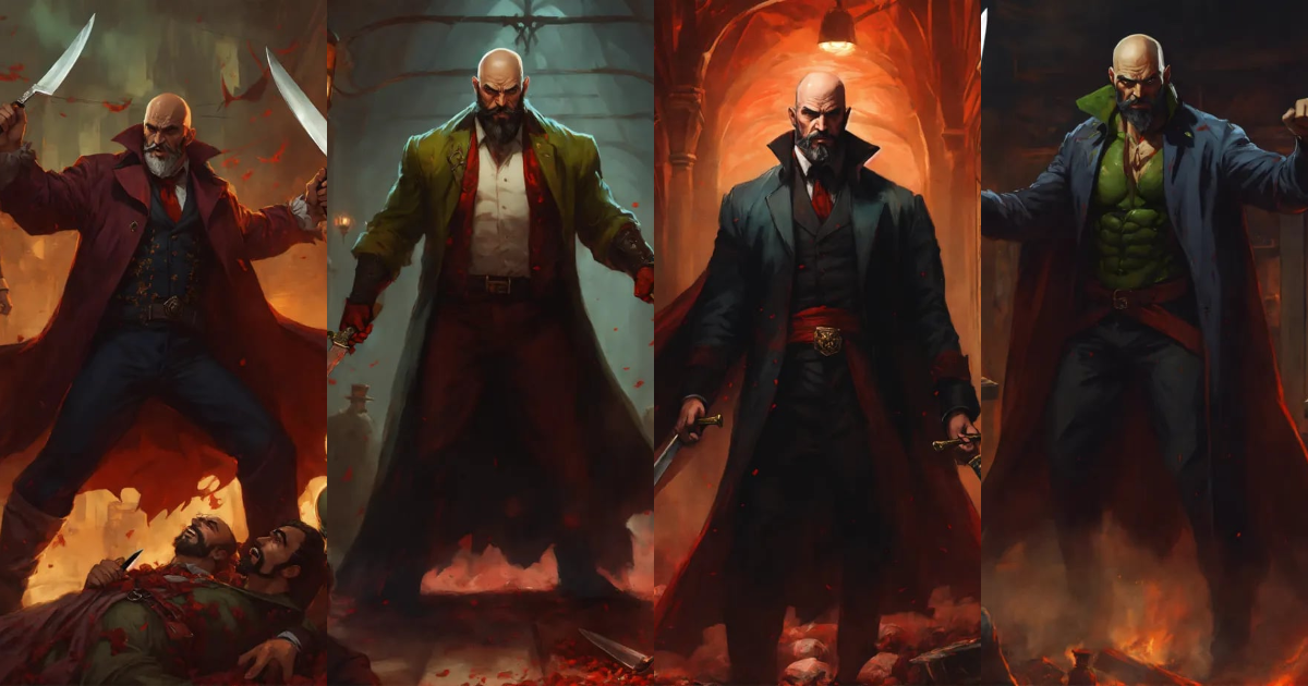 Lexica - Hulking, bald, bearded, master vampire reaching forward with ...