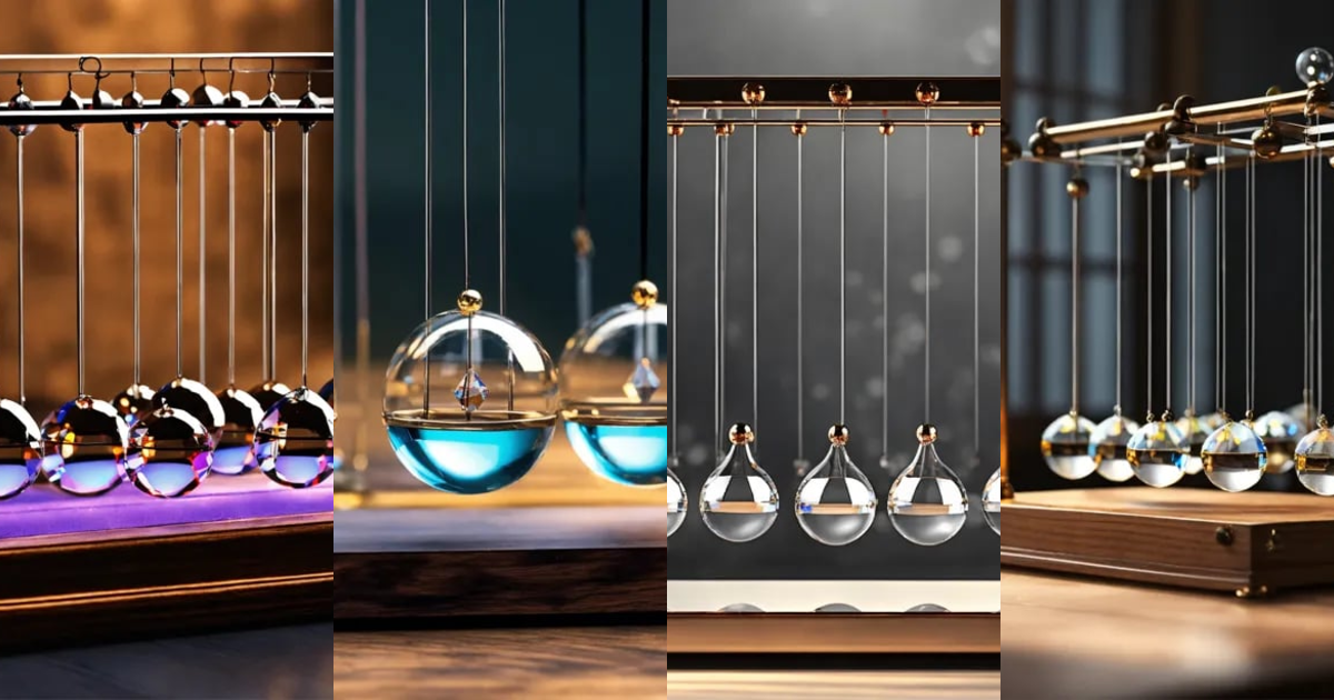 Lexica - Newton cradle, five crystal clear transparent pendulums, one ...
