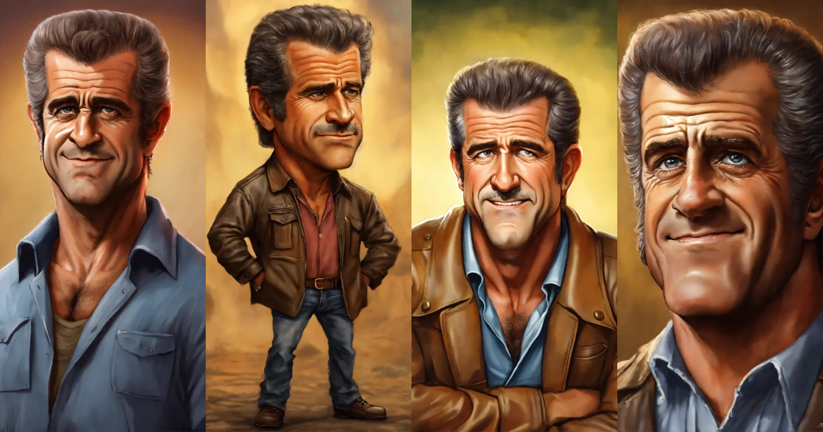 Lexica - Stressed Mel Gibson. Caricature, humoristic comedy. Smaller ...