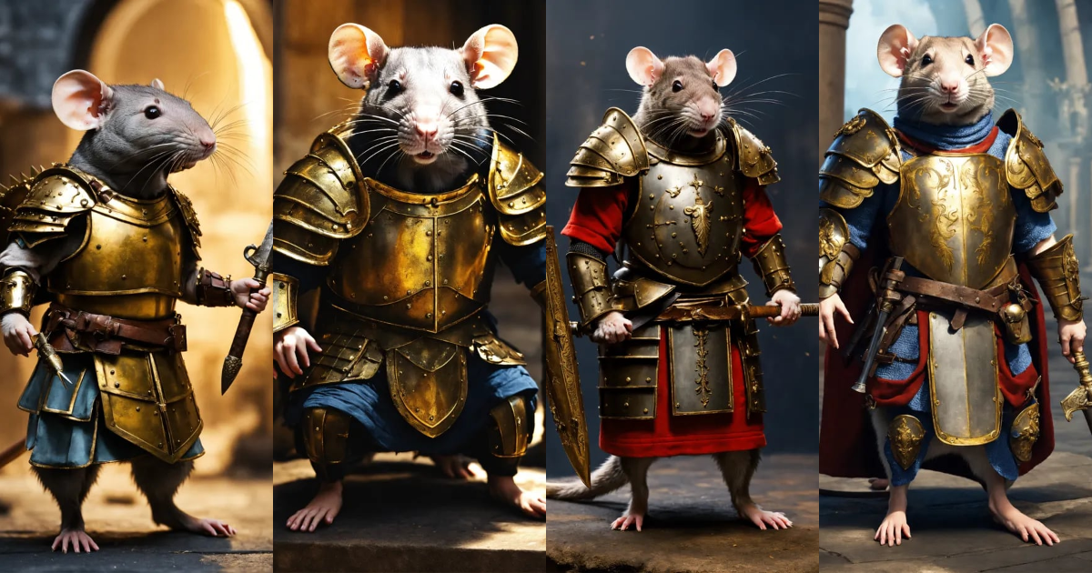 Lexica - Rat with a set of roman armor and weapons