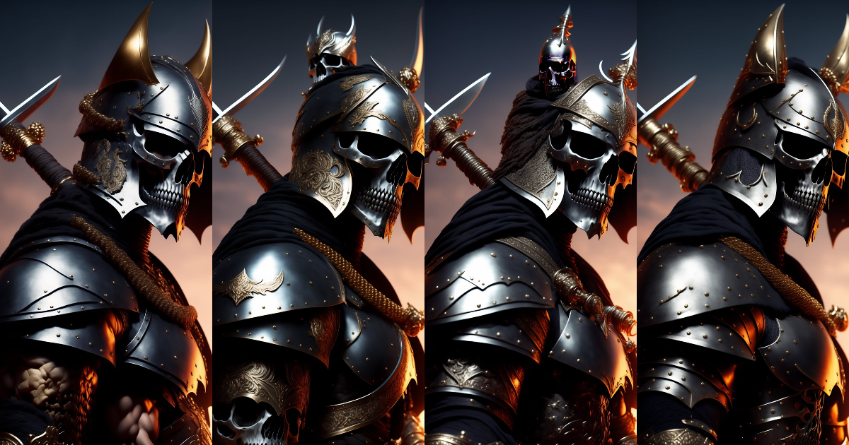 Lexica - Muscular man wearing full body bone armour and a skull mask ...