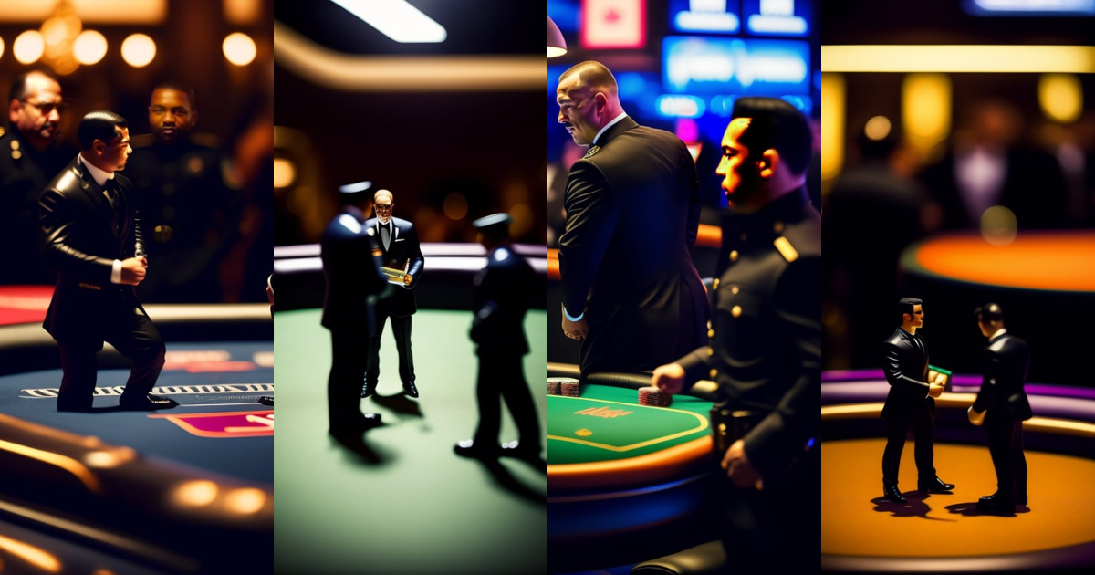 Lexica - Two miniature men dressed in all black dancing on the poker ...