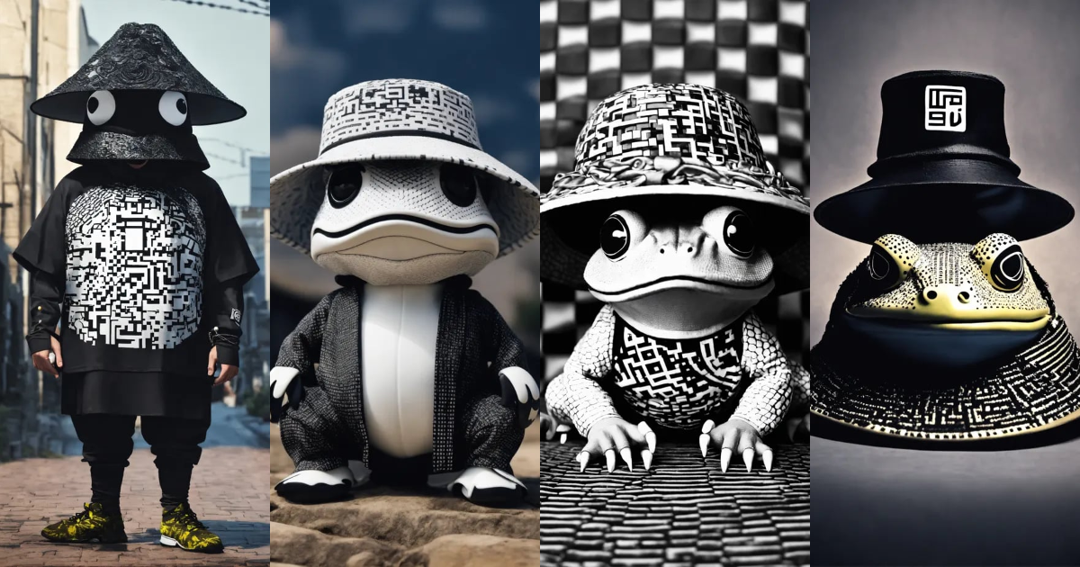 Lexica - A toad made out of a 3d black and white optical illusion, ying ...