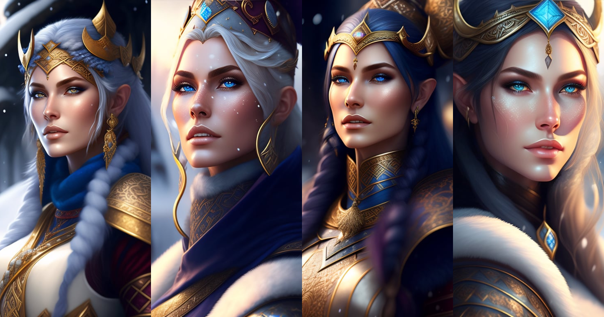 Lexica - Azure viking warrior elf, regal, elegant, winter, snow ...