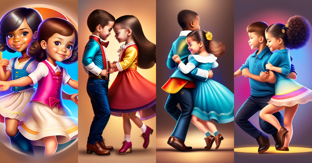 Lexica - Couple of kids spinning in latin dance, realism
