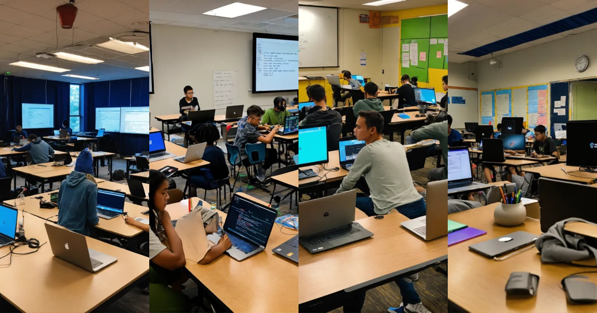 Lexica - A photo of a coding bootcamp. The bootcamp is located in a ...