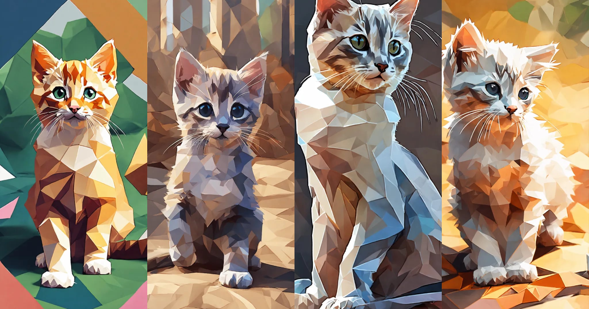 Lexica - Low poly quill art no color line drawing of a kitten with its ...