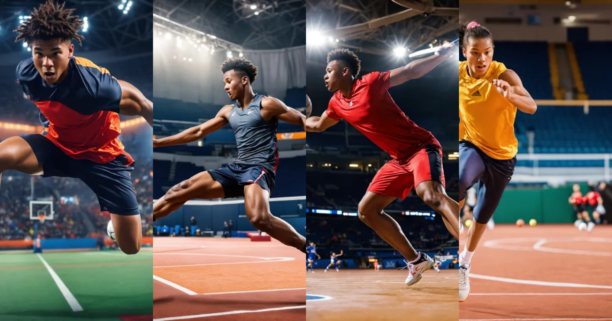 Lexica - Generate an image of a multi-sport athlete in the midst of ...