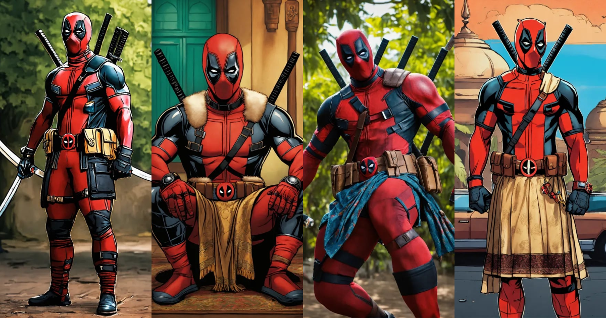 Lexica - Deadpool wearing a lungi (indian attire)