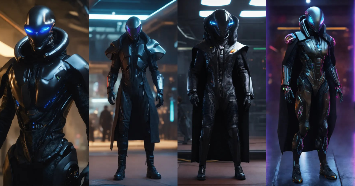 Lexica - Alien mutant half cyborg wearing a futuristic black clothing ...