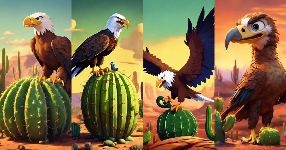 Lexica - Pixar animation of Eagle Devouring Snake on a cactus, pixar ...