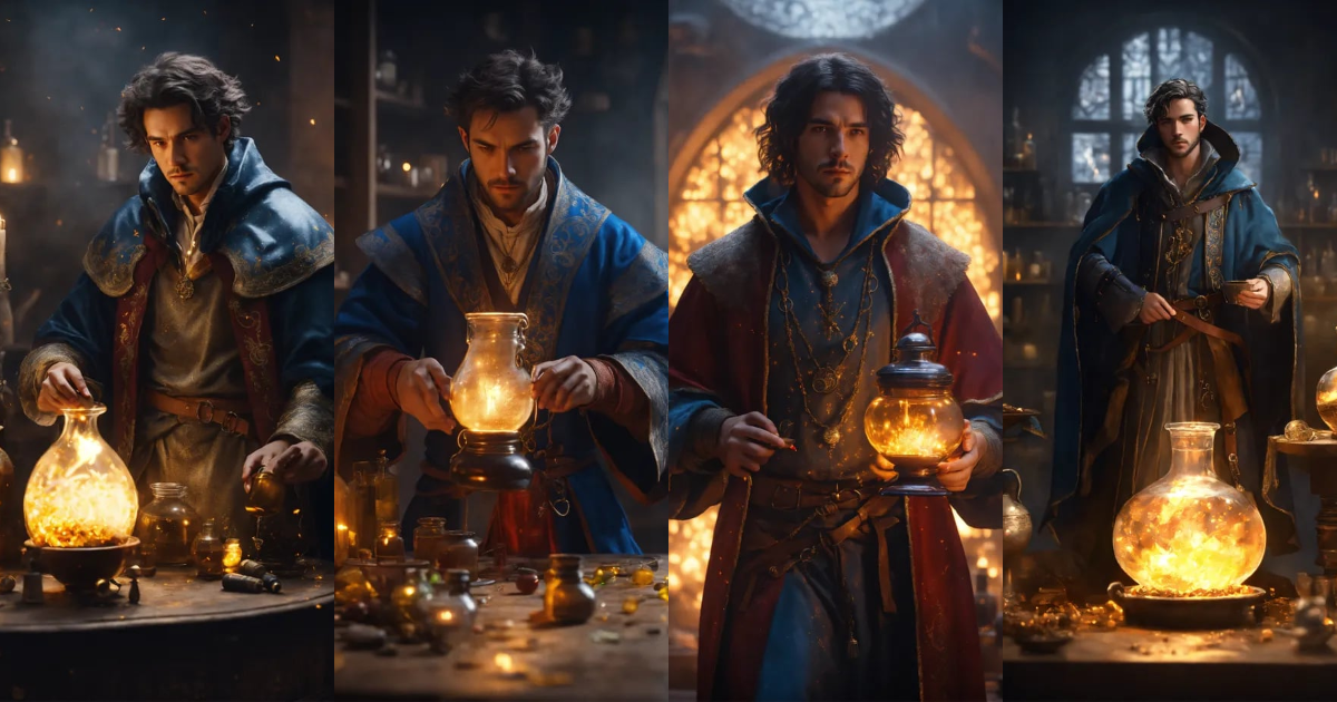 Lexica - A realistic full body portrait of a medival male alchemist ...