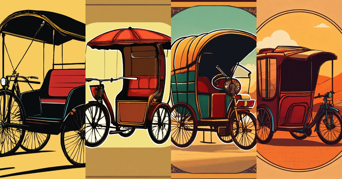 Lexica - A logo illustration of a rickshaw on a plain background.