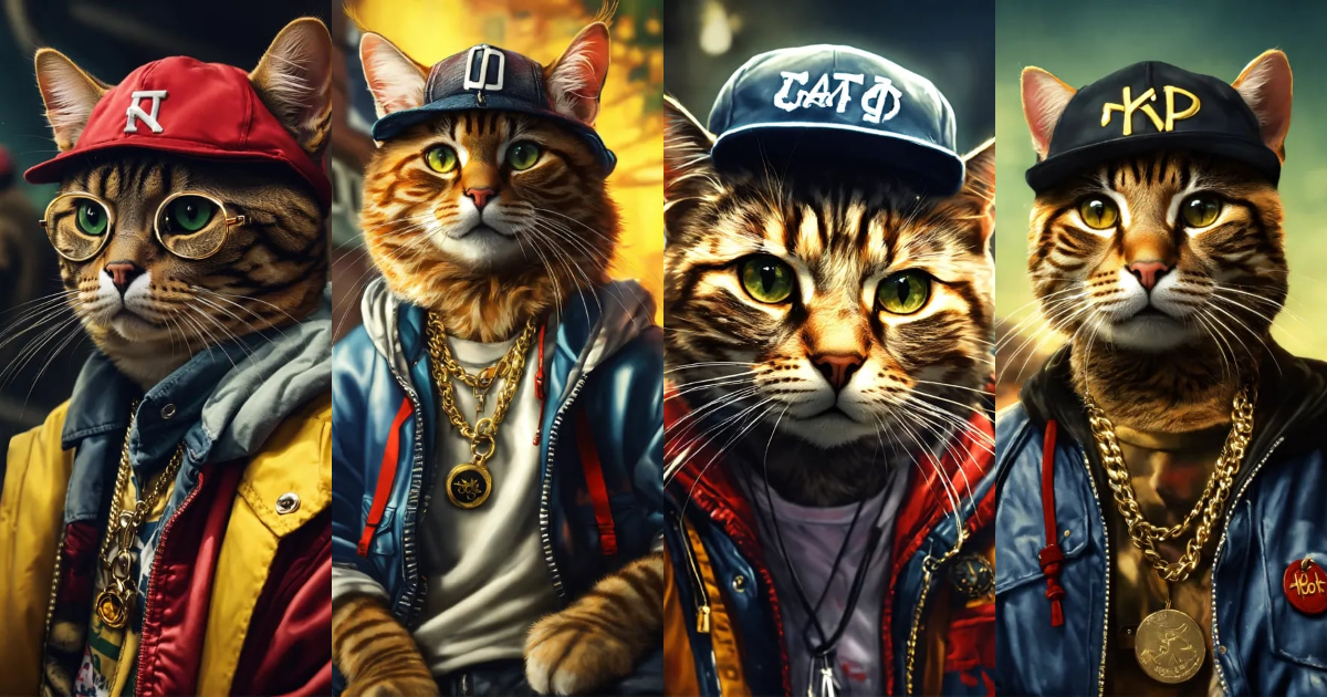 Lexica - Cat gang member, hip hop,rapper , realistic, photo realistic