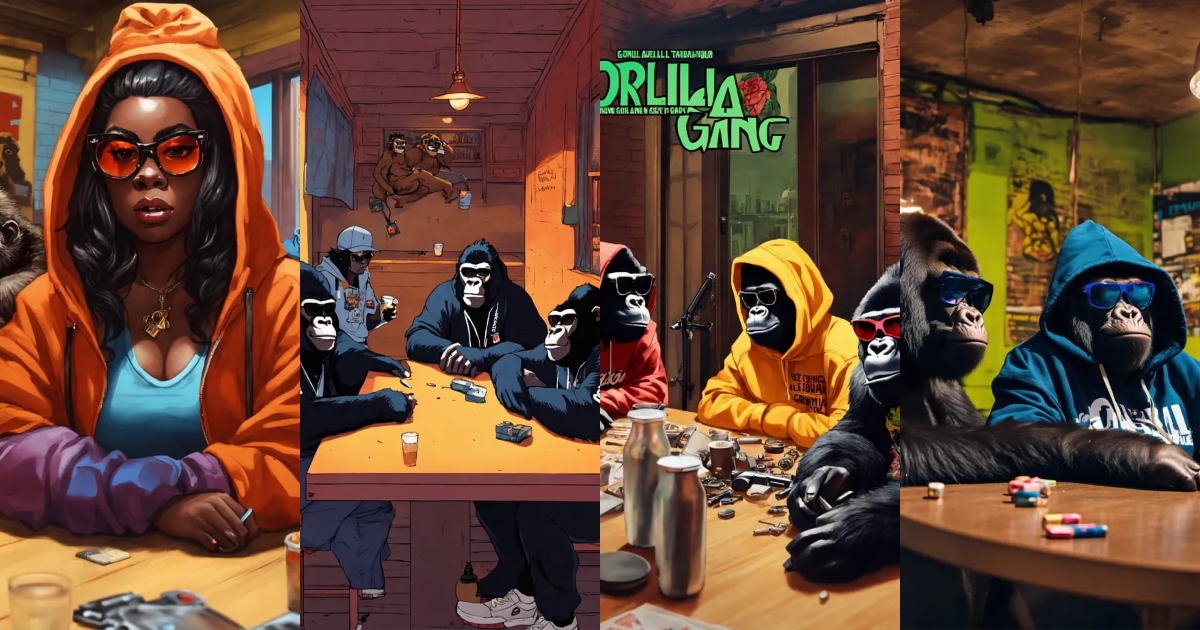 Lexica - Girl Gorillas wearing Gangster wearing designer sunglasses and ...