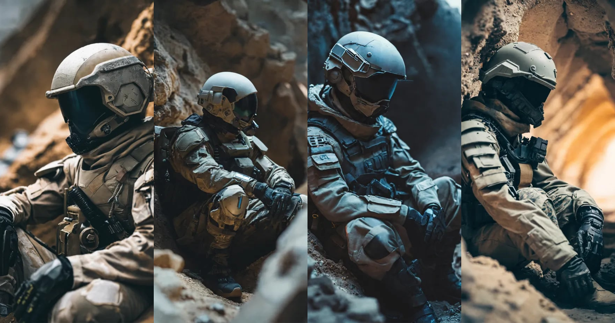 Lexica - Futuristic soldier sitting in a trench
