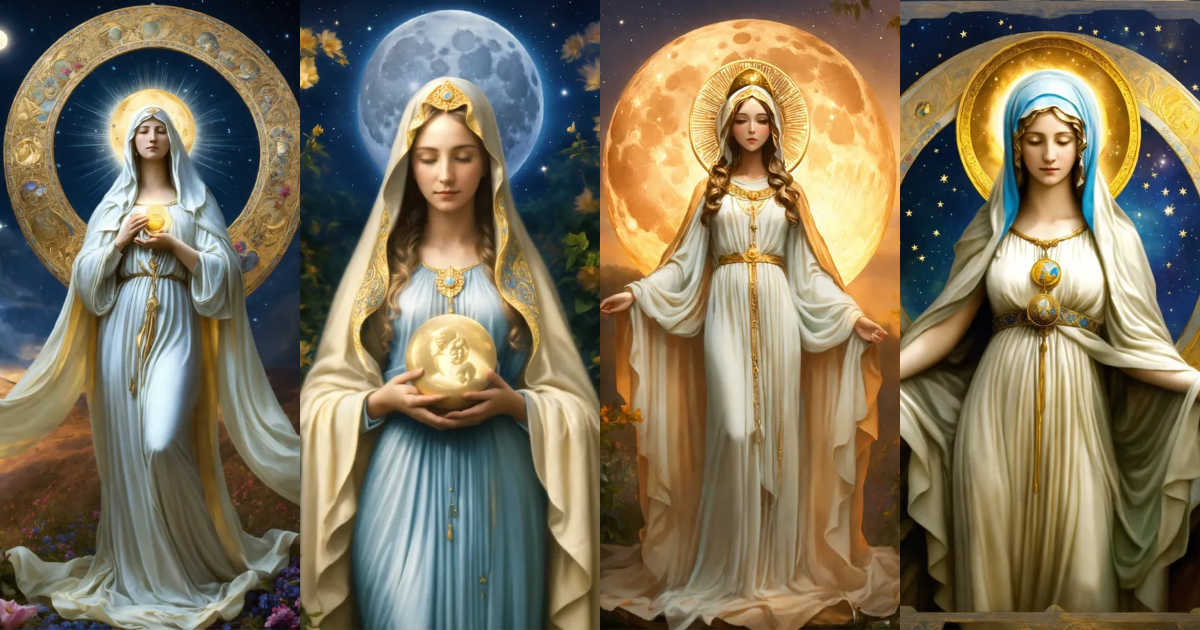 Lexica - Mother Mary as a moon goddess, beautiful