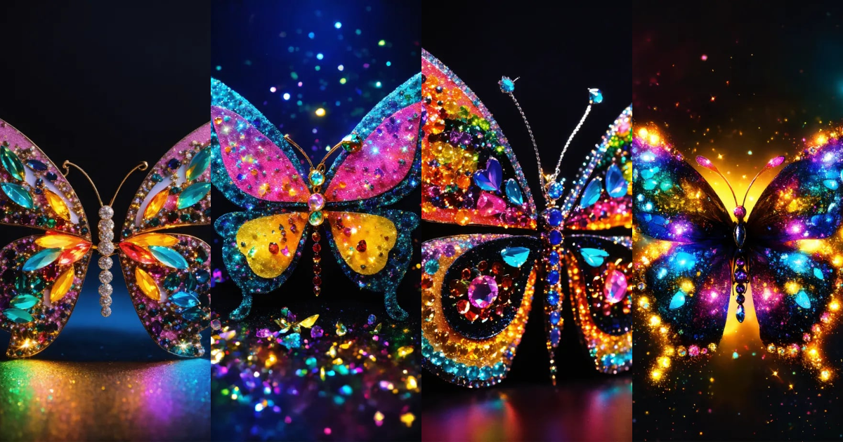 Lexica - Modern art, neon color butterfly with glitter effect and a lot ...