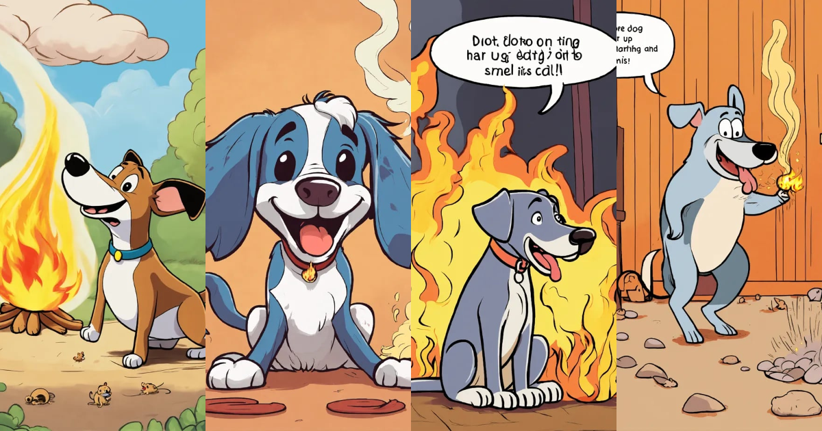 Lexica - Create a dog farting out fire , and a mice fall out from the ...