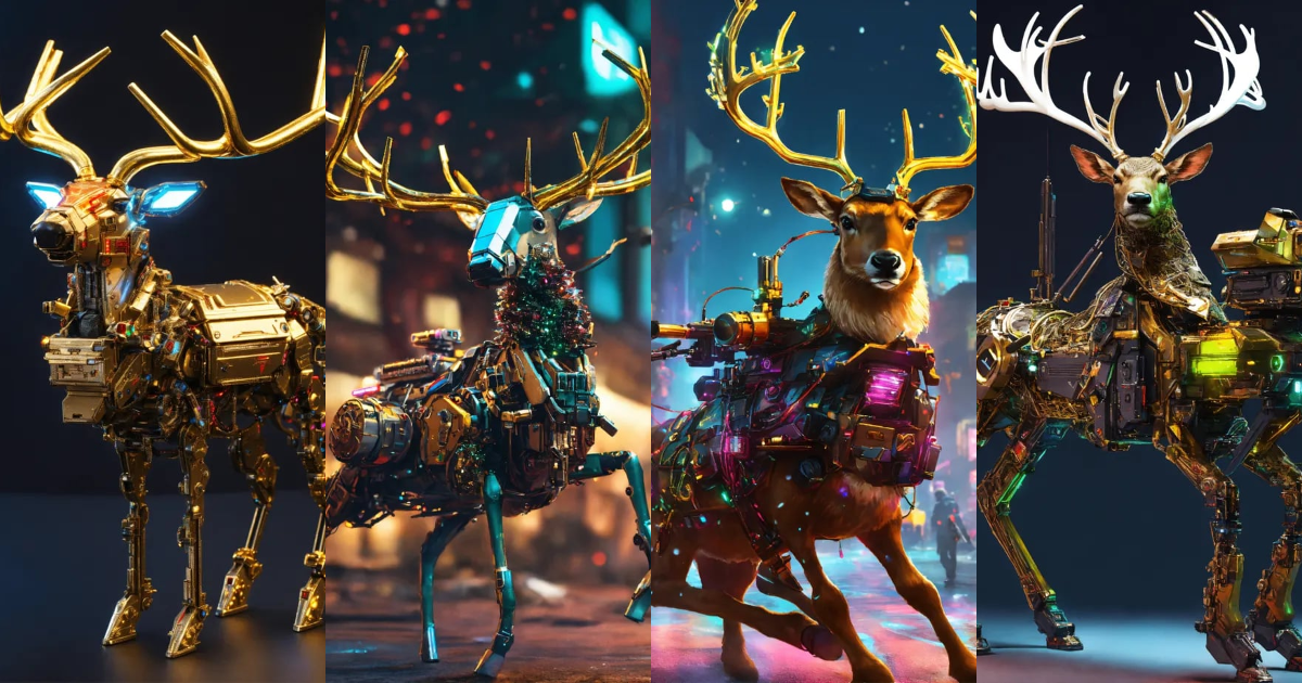 Lexica - Cyber punk reindeer armed with metallic ballista