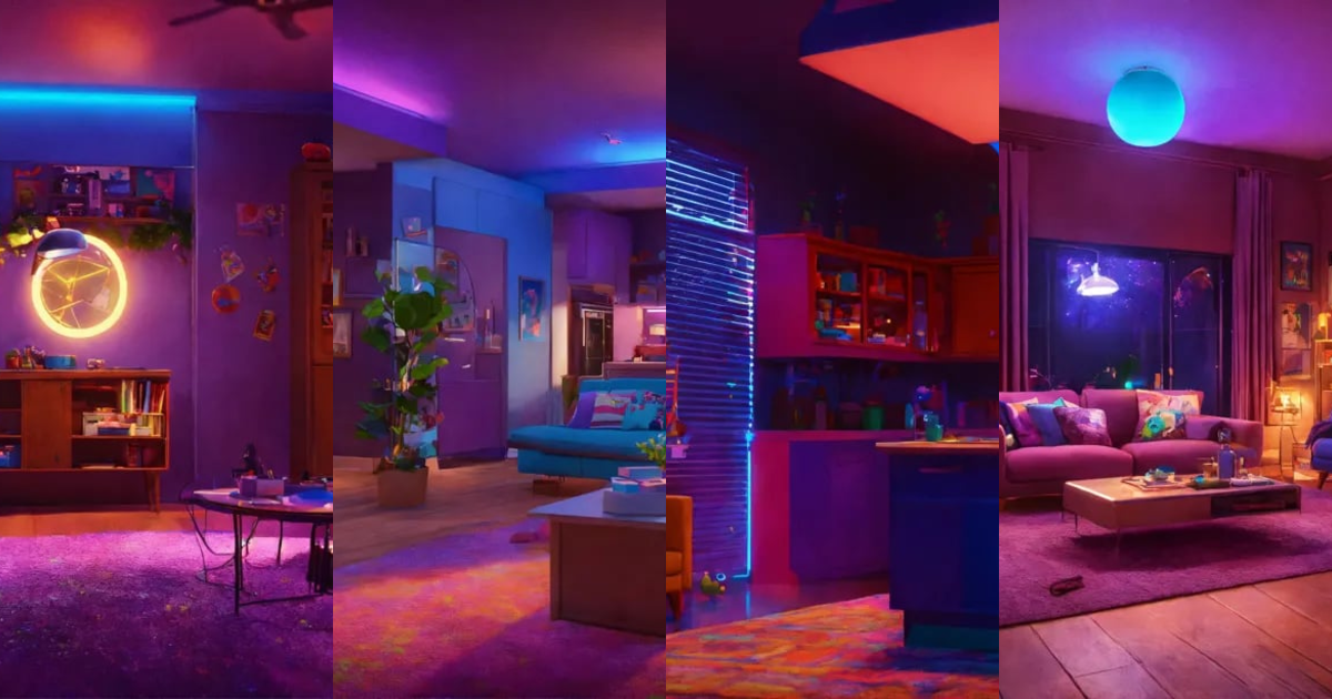 Lexica - CGI! Pixar 80's style modern home interior. house party. no ...