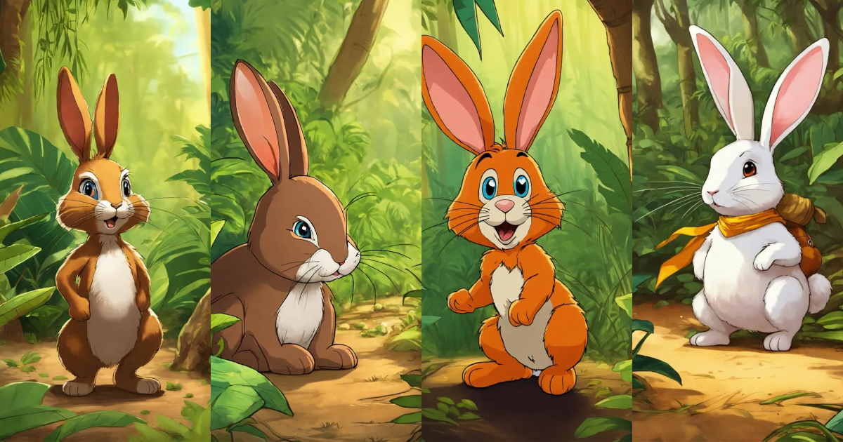 Lexica - Cartoon in a jungle one rabbit was there he was proud about ...