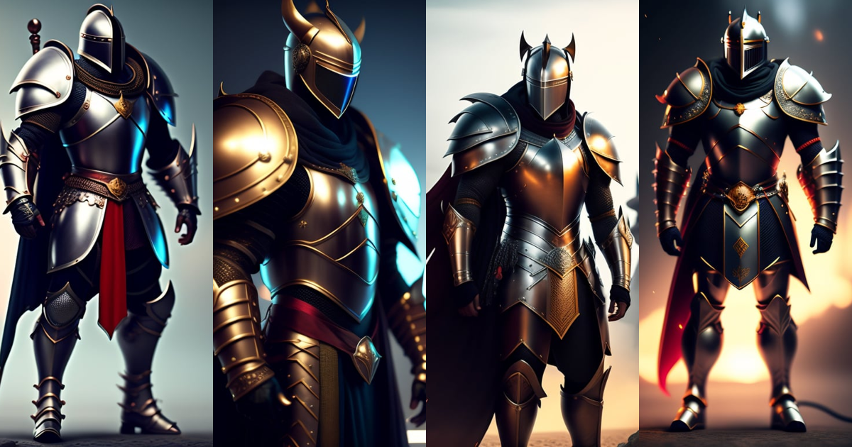 Lexica - Medieval knight with futuristic armor and electronic gadgets