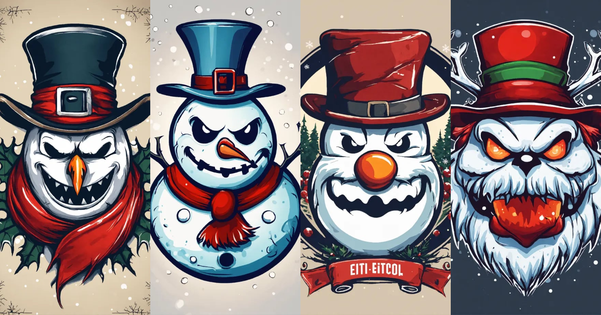 Lexica - Evil angry snowman christmas logo t-shirt design on a white ...