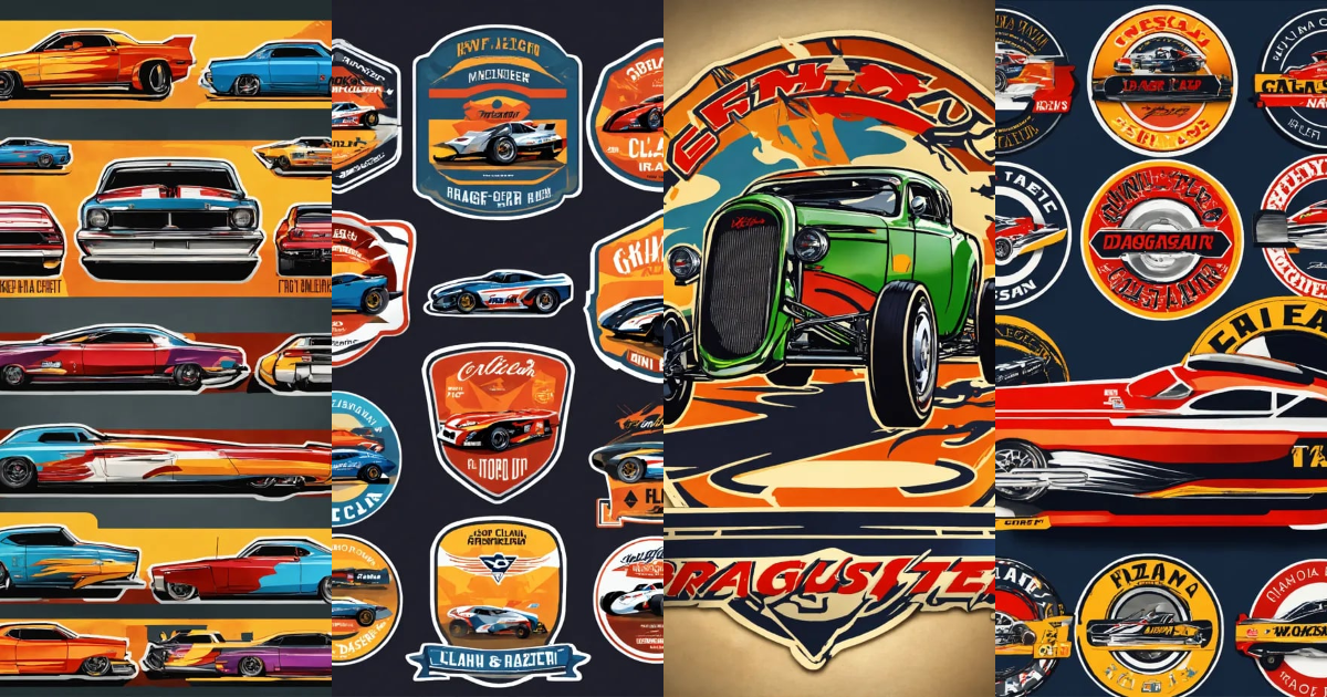 Lexica - Clean modern dragster race car badge stickers