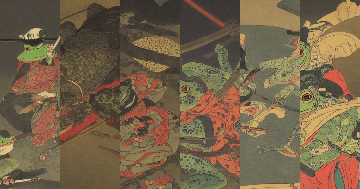 Lexica - Beautiful Intensely lit realistic scene of a Frog Samurai ...