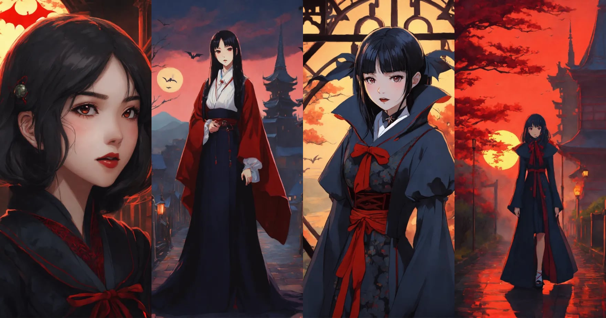 Lexica - Japanese Miyazaki Hayao style art of a gothic vampire girl ...