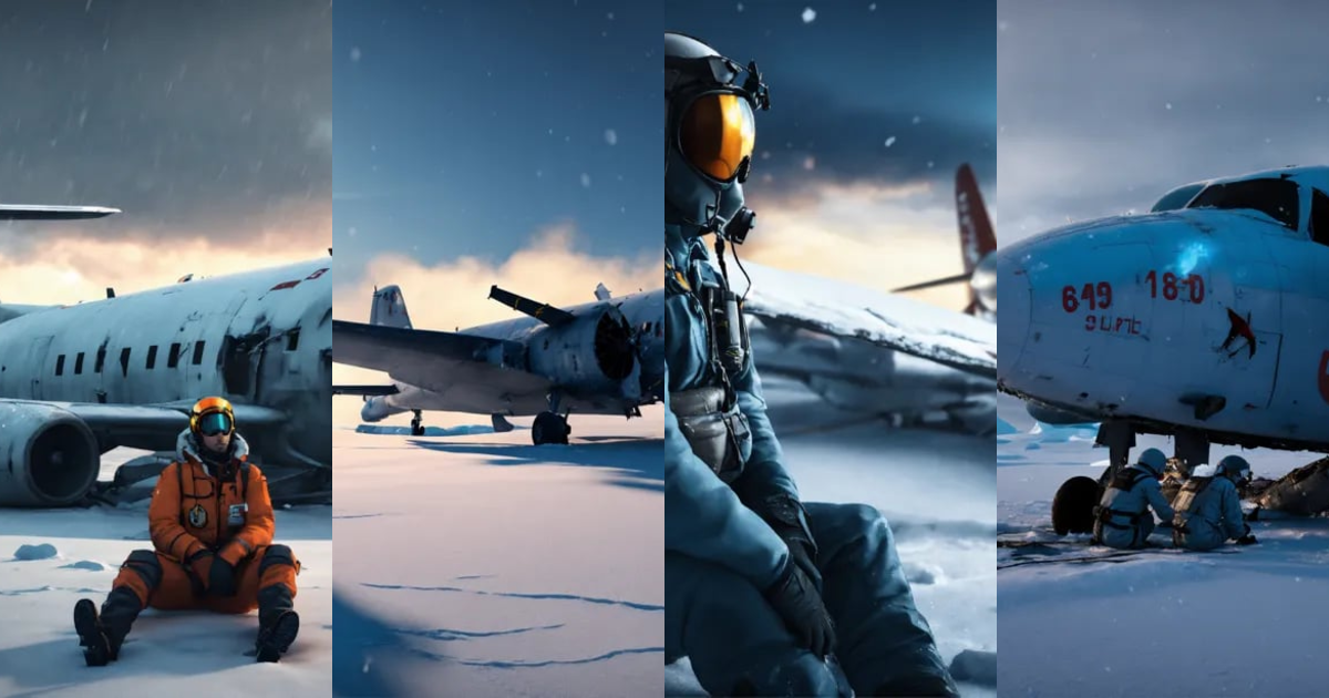 Lexica - Ghost-pilot sitting near crashed plane in Antarctica. Many ...