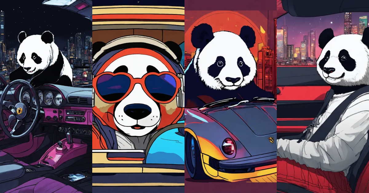 Lexica - 2D drawing of a panda with flow. wear a flat back cap. This ...