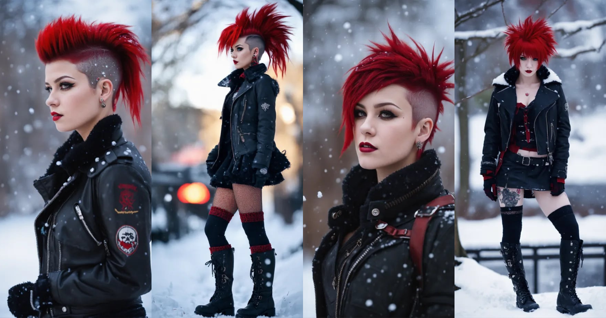 Lexica - Highly detailed photo realistic,Gothpunk girl, Mohawk haircut ...