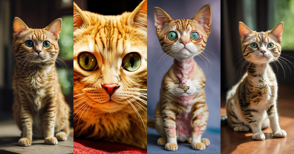 Lexica - Deformed cat. Completely wrong proportions. Unusual face