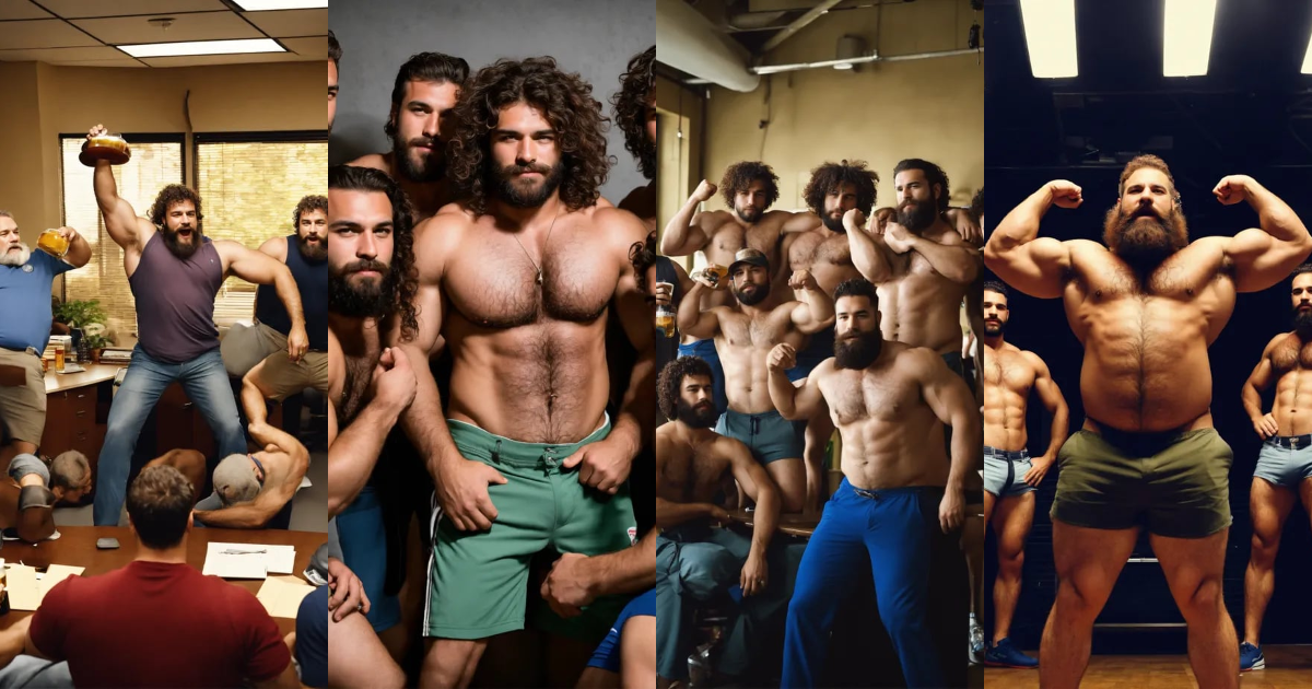 Lexica - Group of 6 burly, average looking, hairy ,manly ,average ...