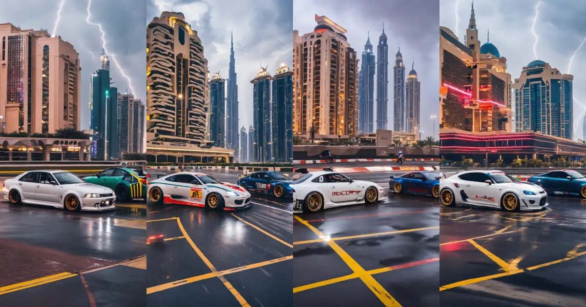 Lexica - Heated underground street racing in Dubai during a ...