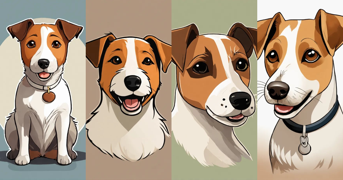 Lexica - A cute happy surrealistic cartoon, of a Parson russell terrier ...