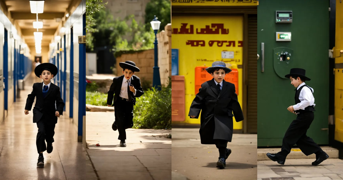 Lexica - An ultra-Orthodox Jewish boy hears an alarm and runs quickly ...