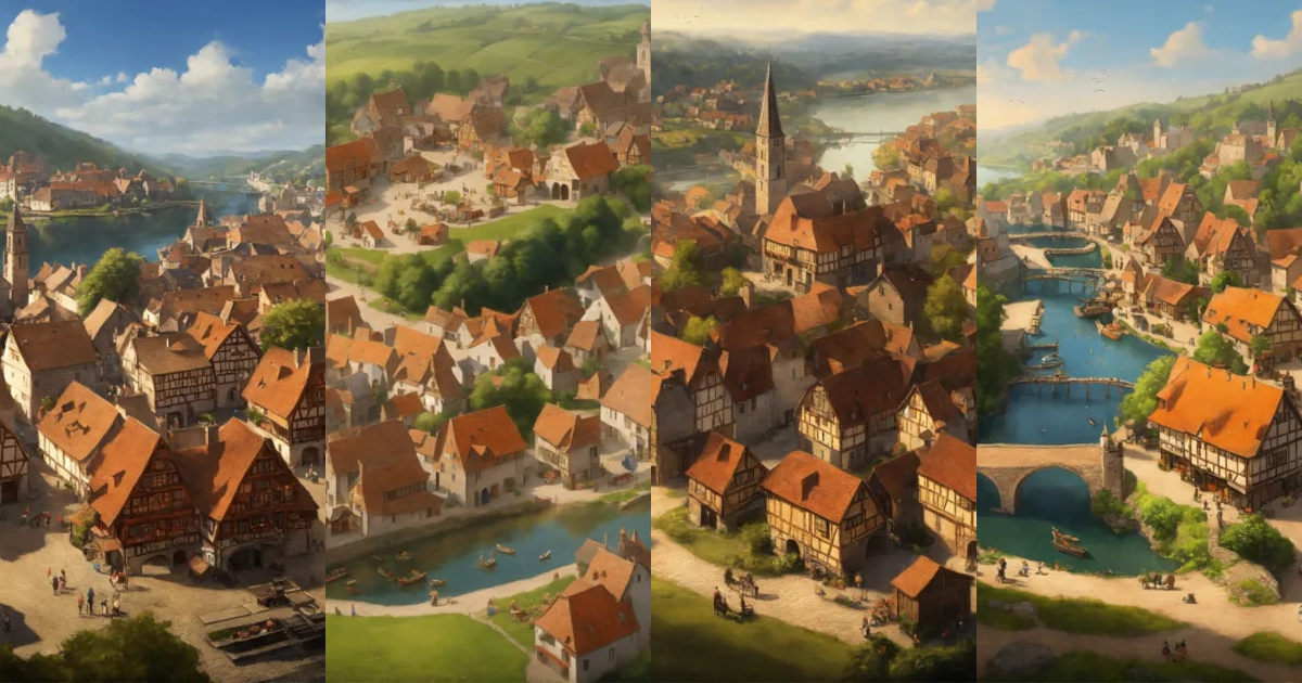 Lexica - Highly realistic, photography, Bird's eye view of a medieval ...