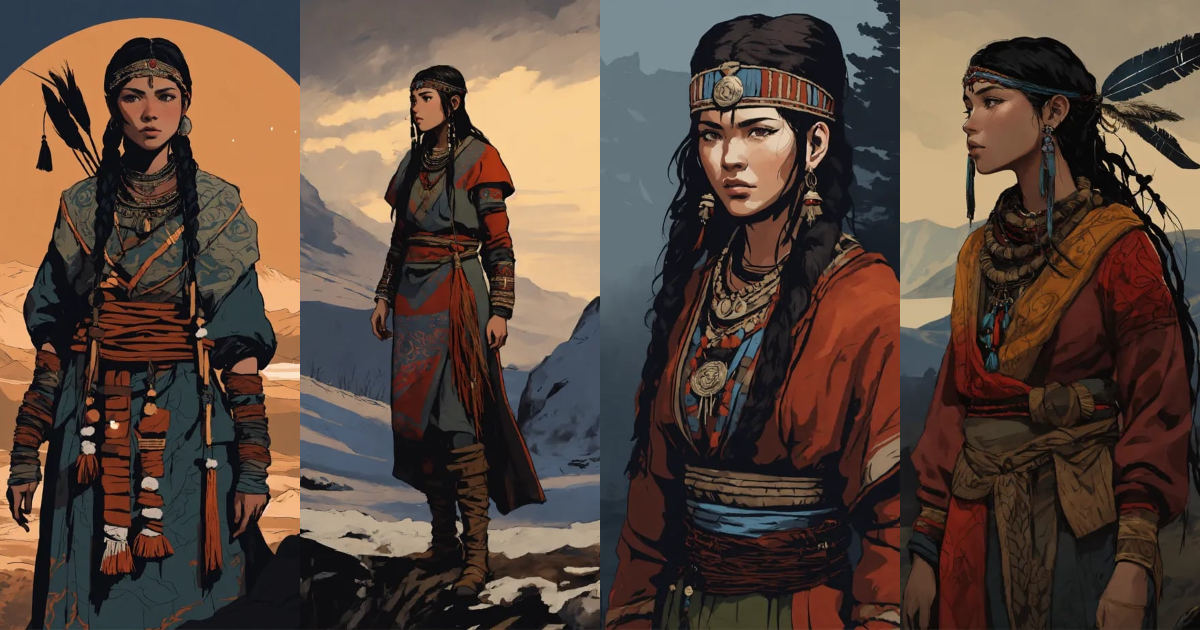Lexica - Illustration of a young Sámi woman in the style of Bernie ...