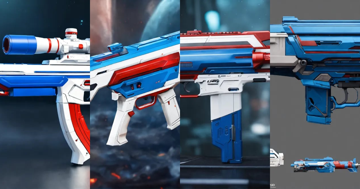 Lexica - Side view of a white and blue and red sci fi energy rifle, HD ...